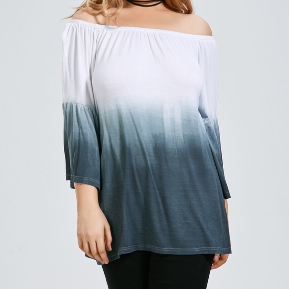 Tops | Ombre Off The Shoulder Top With Flare Sleeve | Poshmark